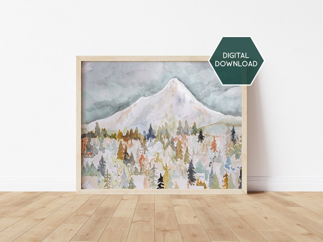 Mt. Hood Oregon Painting Digital Download, Oregon Painting, Mt. Hood ...