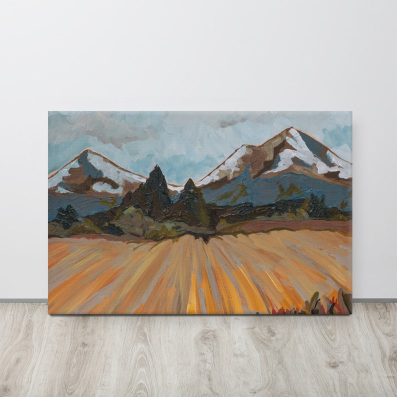 Three Sisters Oregon Art, Large Colorful Painting, Bend Oregon Art ...