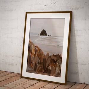 Original Art Print, Haystack Rock Poster, Oregon Coast Art, Cannon ...