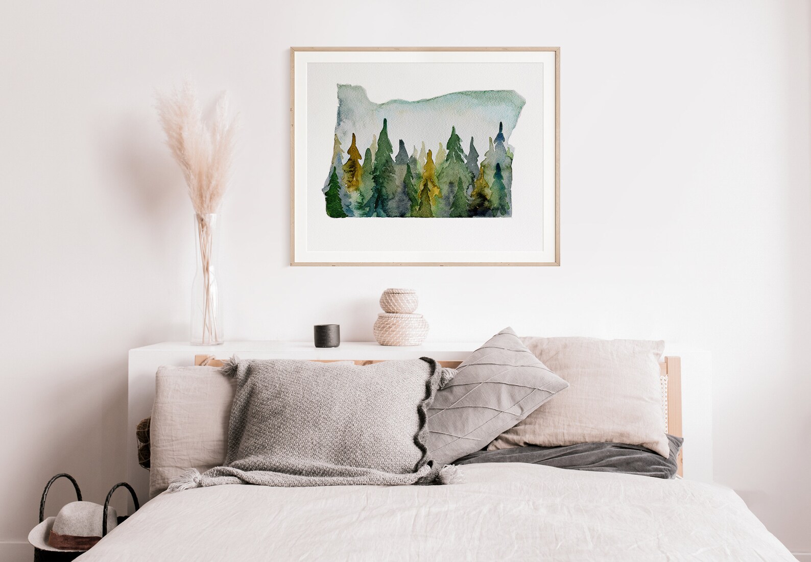 Oregon Watercolor, Oregon Art Print, Oregon Painting, Tree Watercolor ...