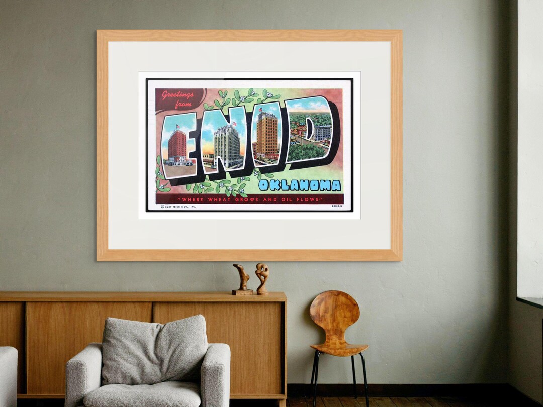 Enid Oklahoma Art Print: Vintage Travel Postcard Wall Decor - Etsy
