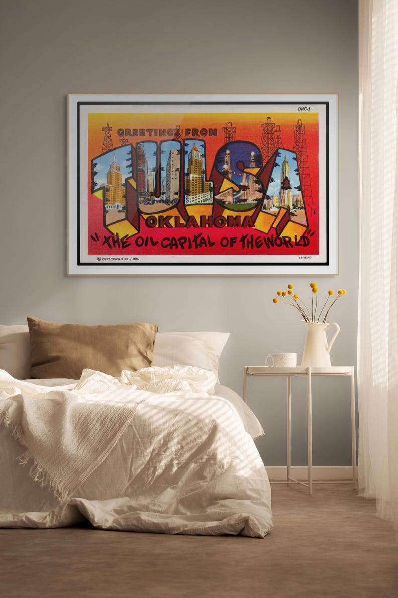 Tulsa Oklahoma Art Print: Vintage Travel Poster, Retro Decor - Etsy