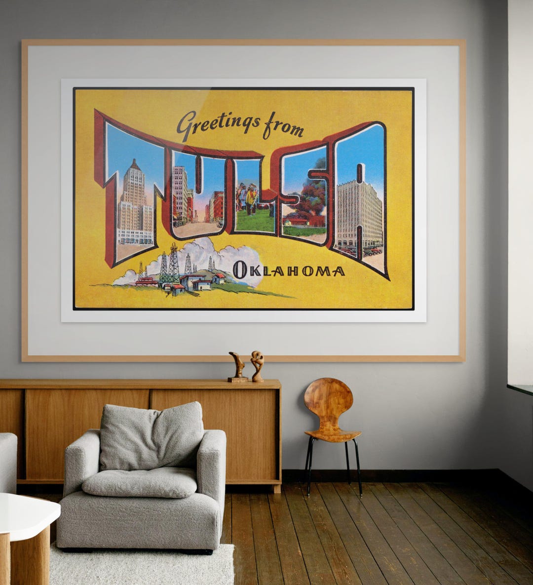 Vintage Tulsa Oklahoma Print: Retro Art Deco Cityscape, Route 66 - Etsy