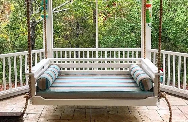 Porch Swing Bed, Wooden Swing Bed, Rocking Bed Swing, Garden Bed Swing ...
