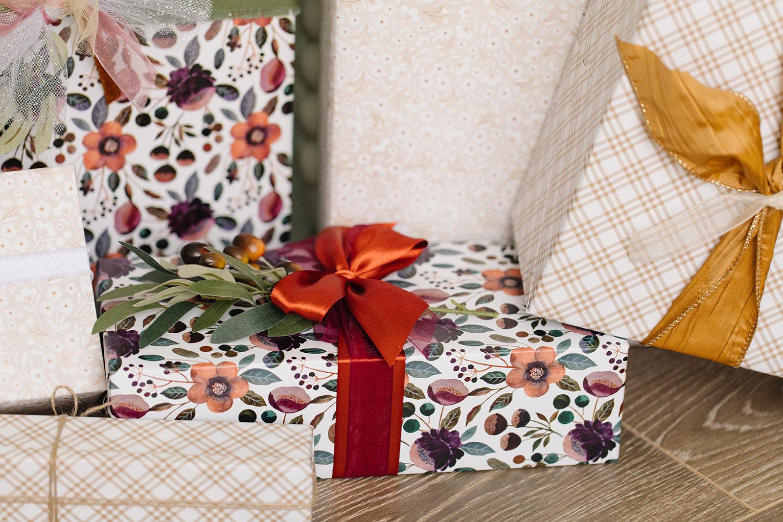 Fall Floral Wrapping Paper Roll, Birthday Gift Wrap, Wedding Gift Wrap ...