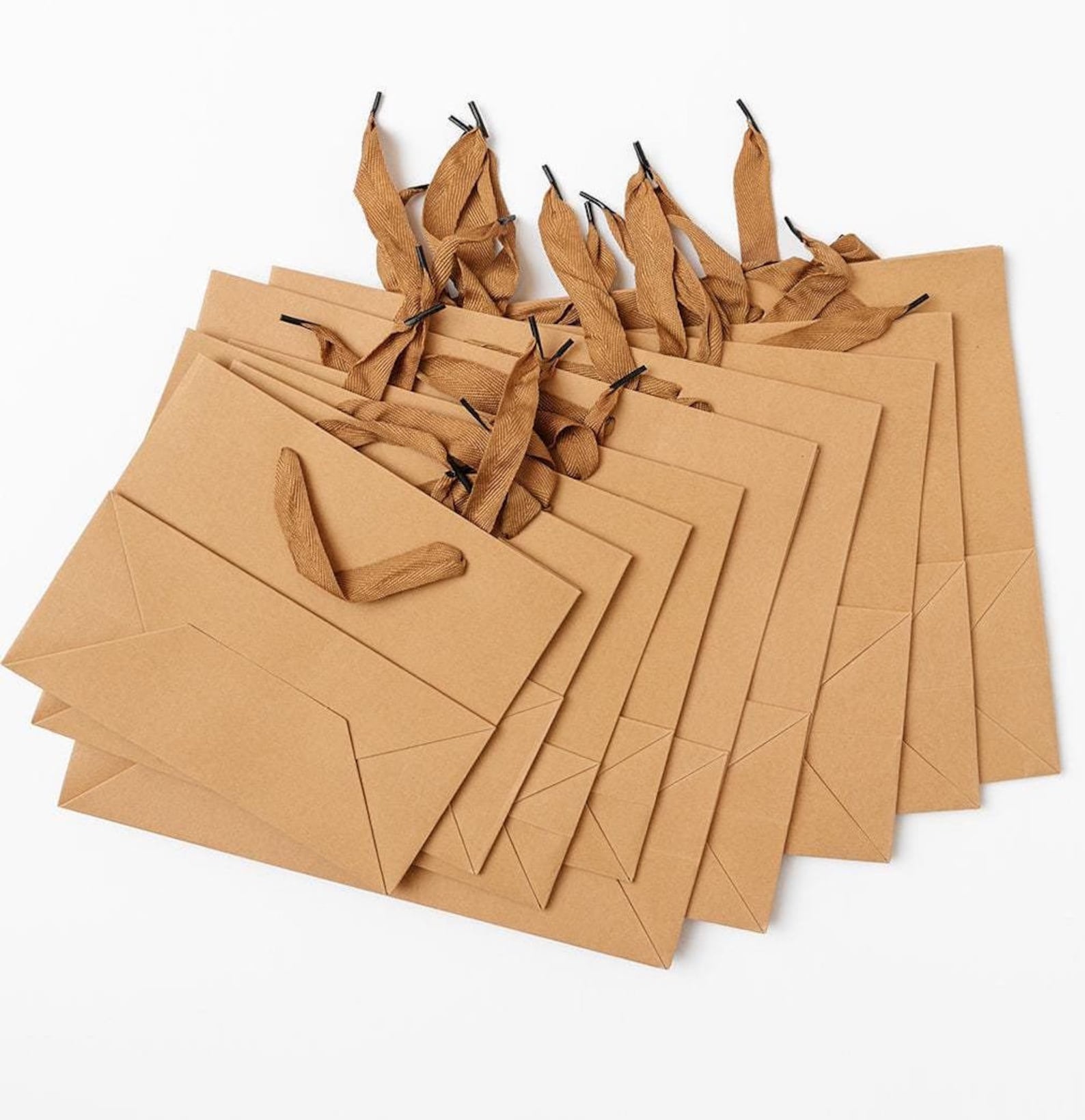 Assorted Kraft Paper Bag Bundle With Heavy Duty Woven Handles, Brown ...