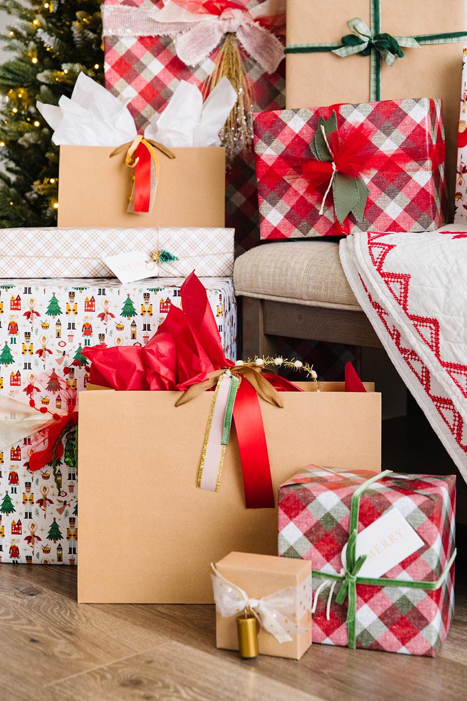 Assorted Kraft Paper Bag Bundle With Heavy Duty Woven Handles, Brown ...