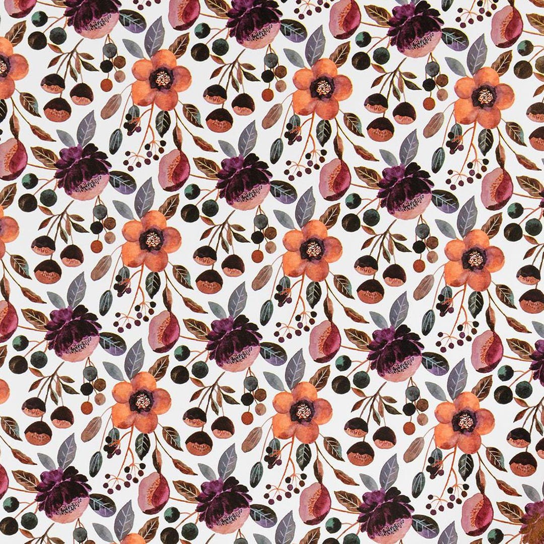 Fall Floral Wrapping Paper Roll, Birthday Gift Wrap, Wedding Gift Wrap ...