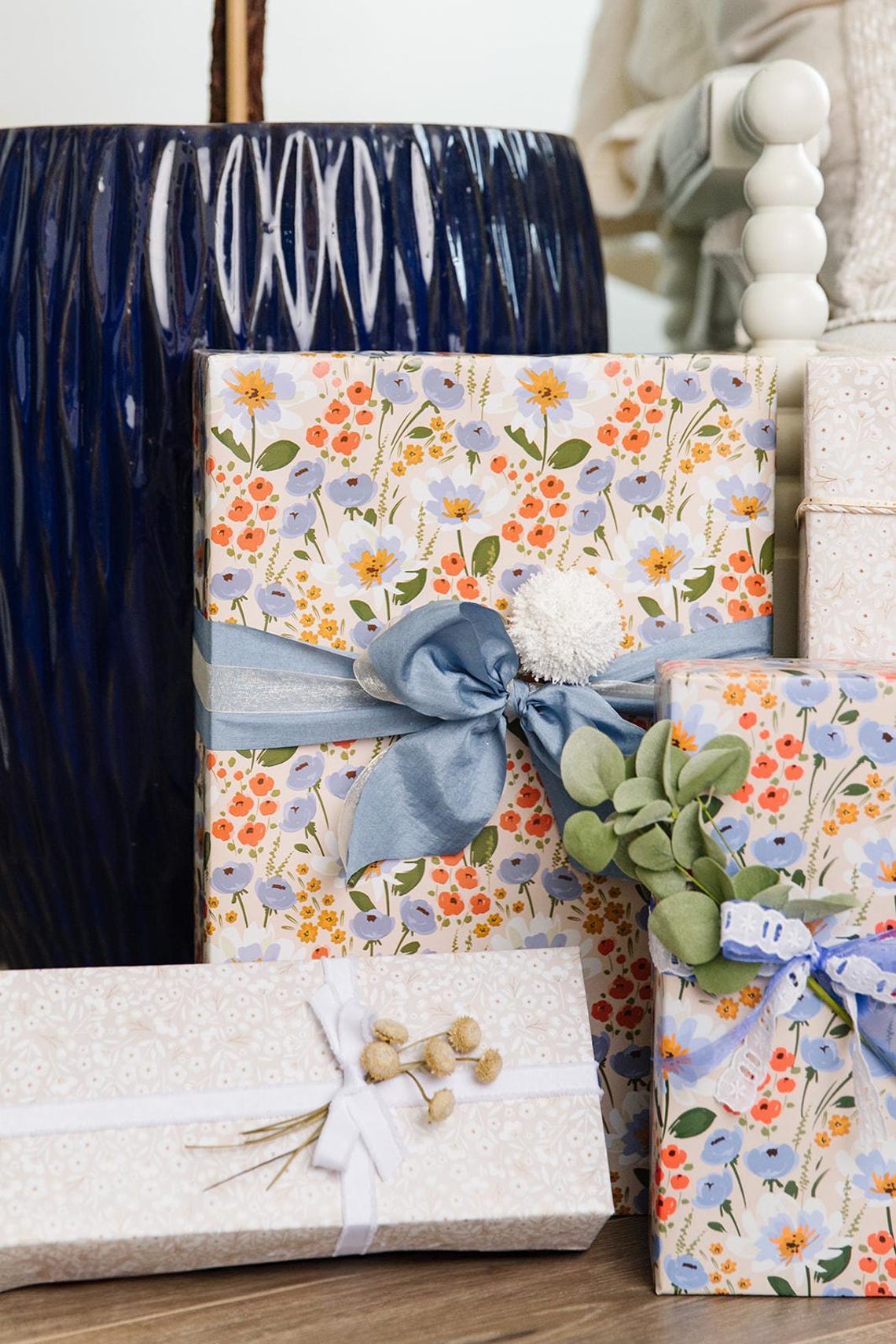 Summer Floral Wrapping Paper Roll, Birthday Gift Wrap, Wedding Gift ...
