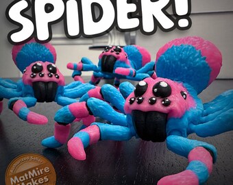 3D Printed Spider Fidget Toy Purple and Green Articulated Desk Buddy ...