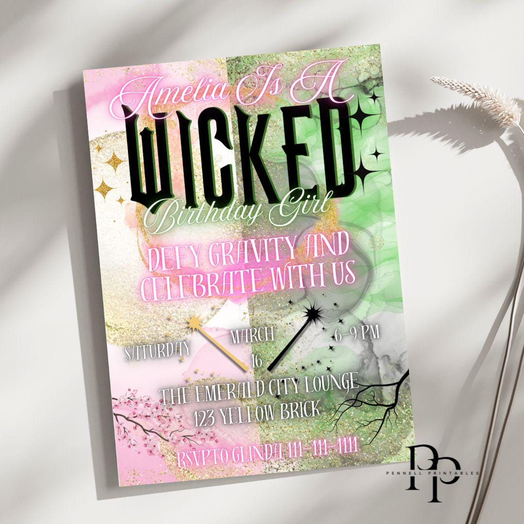Wicked Themed Birthday Party Invitation Template, Editable Invitation ...