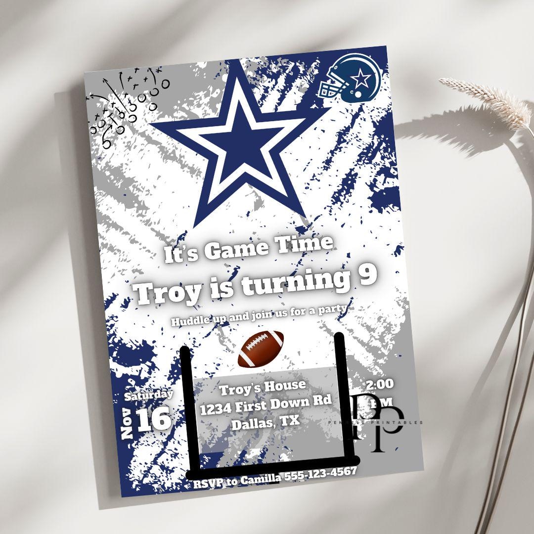 Dallas Cowboys Birthday Invitation, Football Birthday Party, Touchdown ...