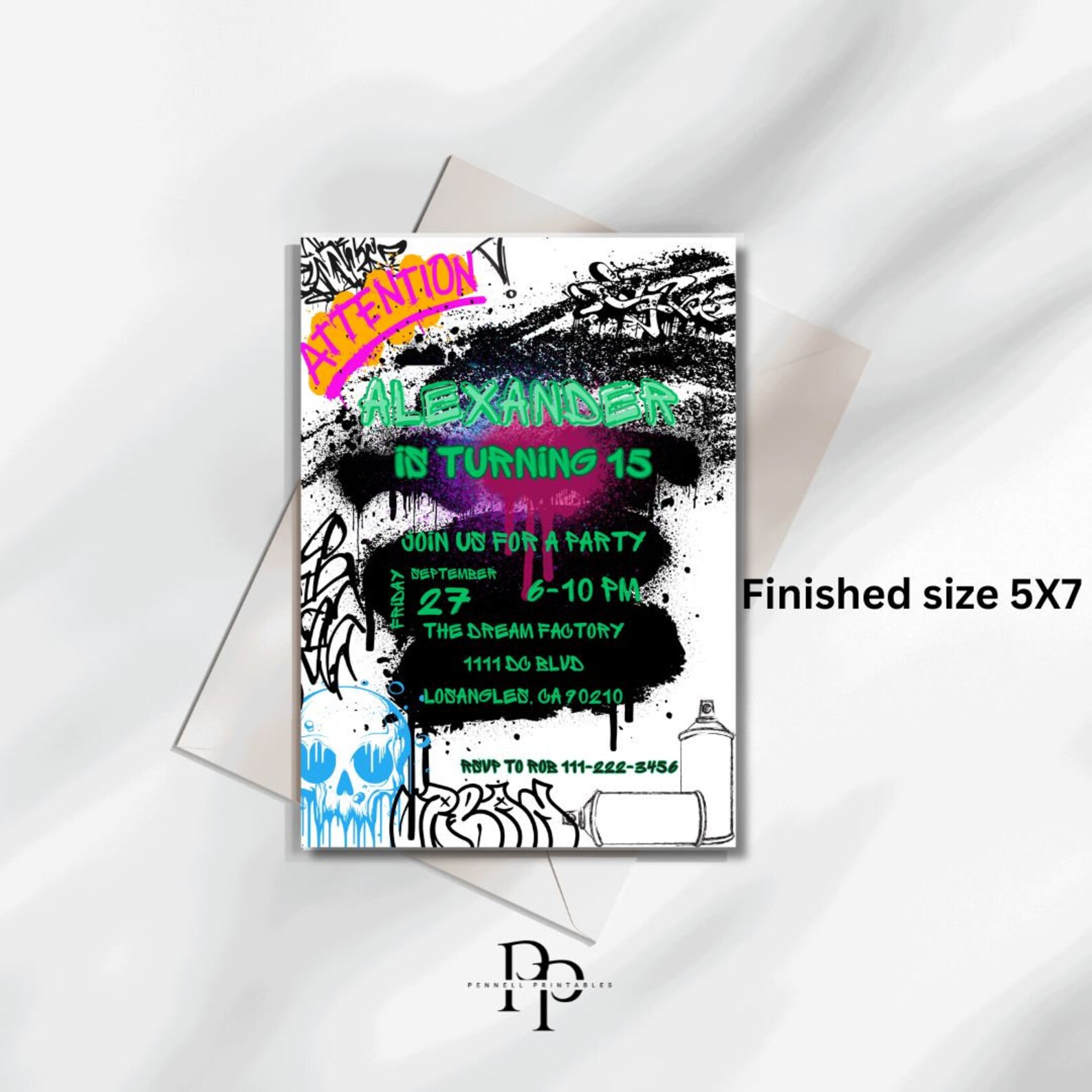 Graffiti Birthday Invitation, Editable Age Invitation Template, Custom ...