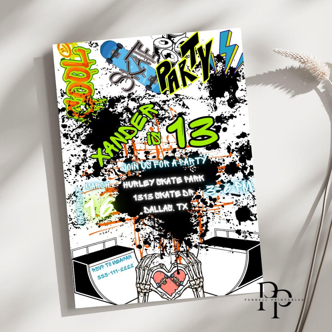 Graffiti Birthday Invitation, Editable Invitation Template, Custom 13th ...