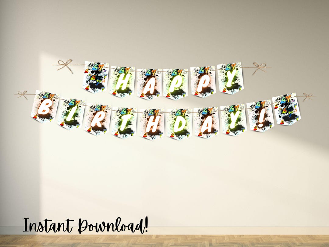 Six Seven Happy Birthday Banner, Six Seven 67 Theme Birthday Decor ...