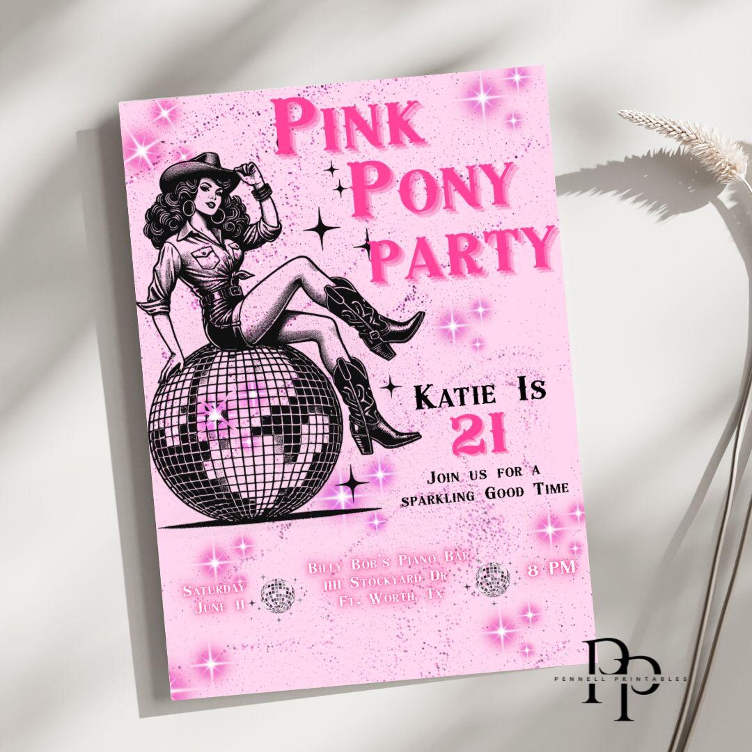 Pink Pony Party Invitation: Disco Cowgirl Birthday (digital) - Etsy