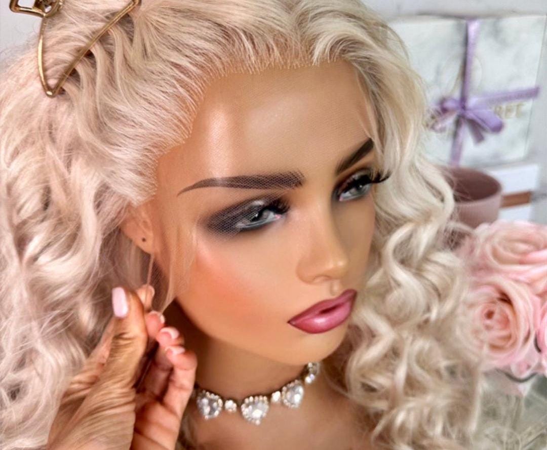 White Blonde Lace Front Wig - Etsy