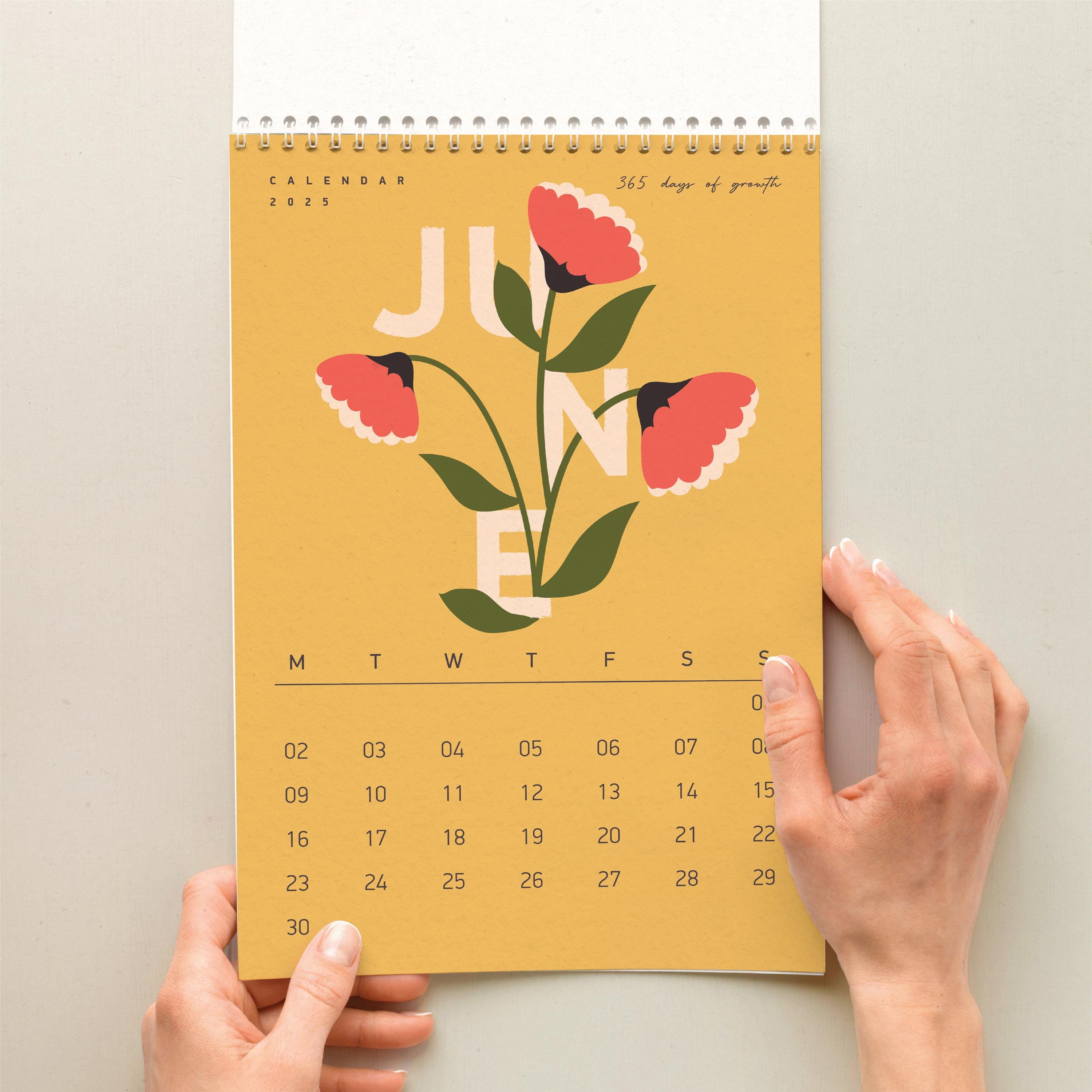 2025 Flower Wall Calendar | Illustrated Floral 12 Month Hanging ...
