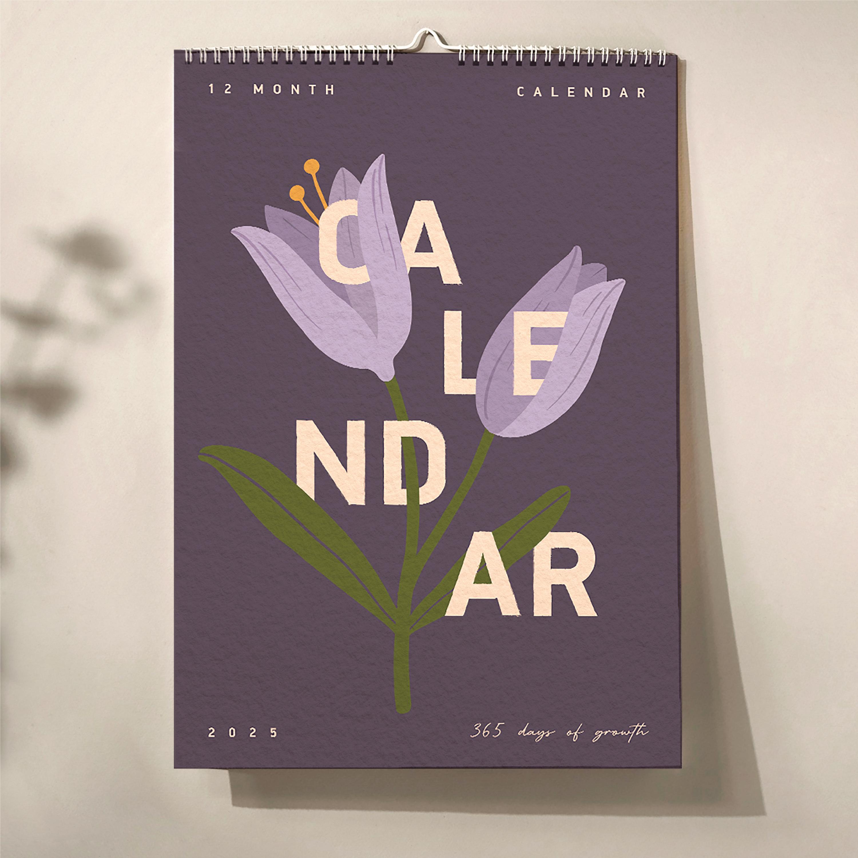 2025 Flower Wall Calendar | Illustrated Floral 12 Month Hanging ...