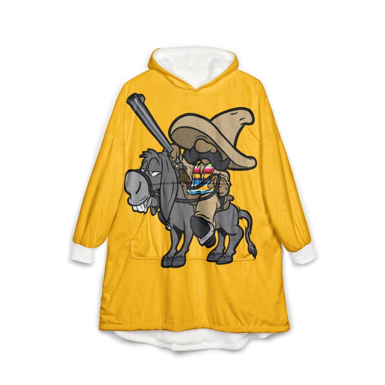 Sombrero Bandit Riding Donkey Hooded Blanket | Mexican Luchador Pinata ...