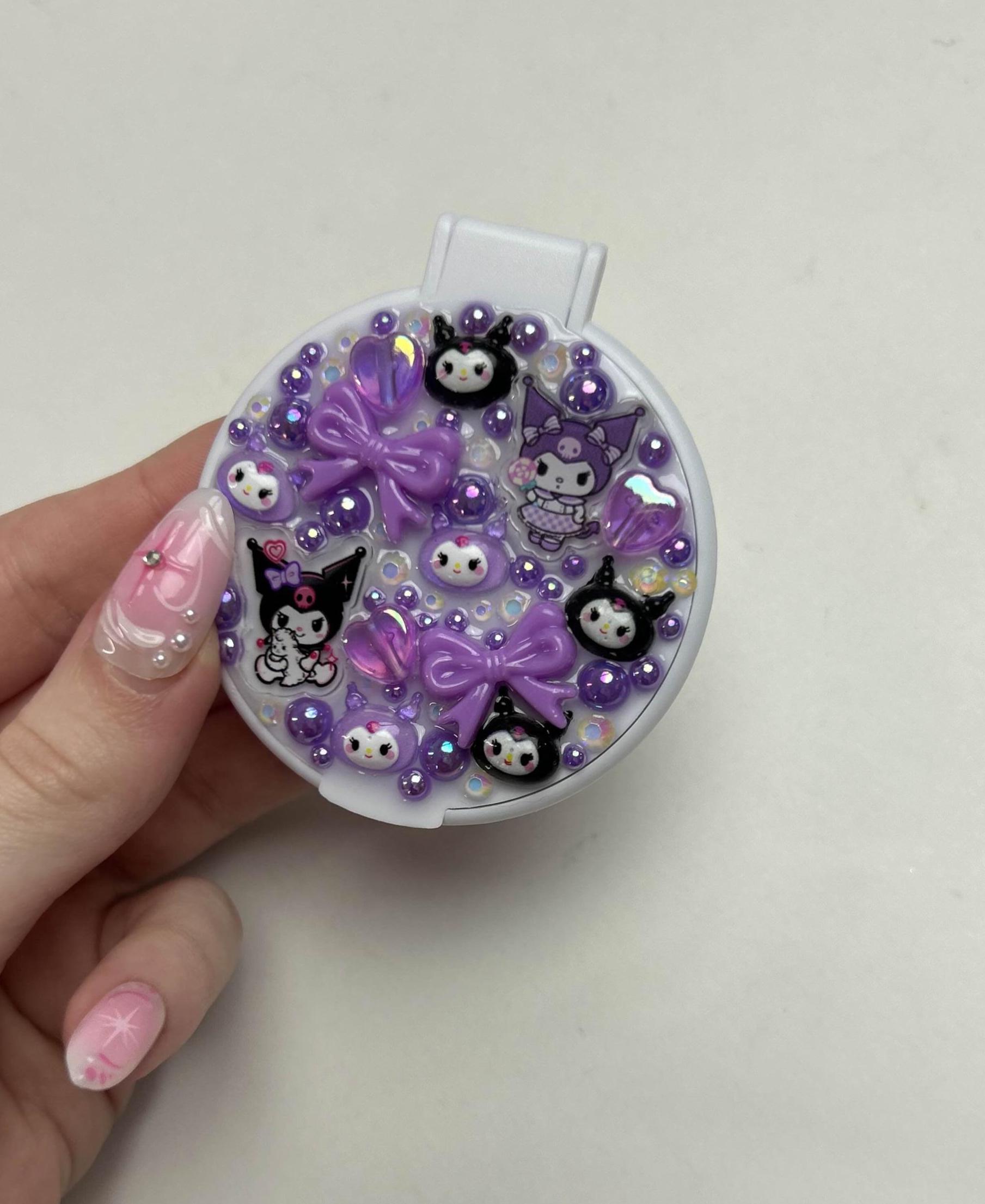 Decoden Custom 2"-2" Sanrio Kuromi Compact Mirror | Bejeweled | Makeup ...