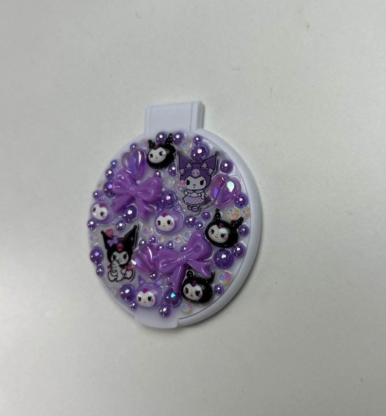 Decoden Custom 2"-2" Sanrio Kuromi Compact Mirror | Bejeweled | Makeup ...