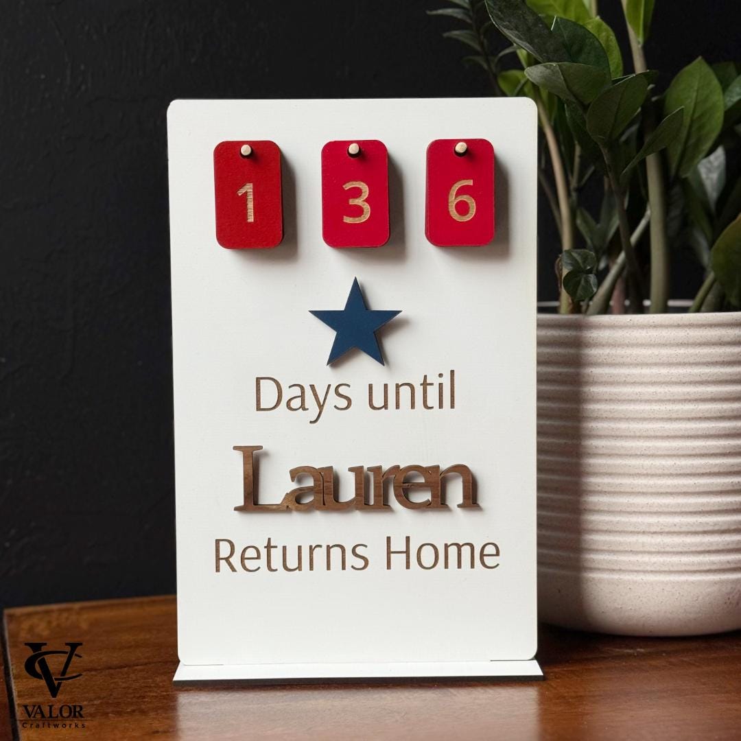Days Until Countdown Calendar Personalized Homecoming Gift Military ...