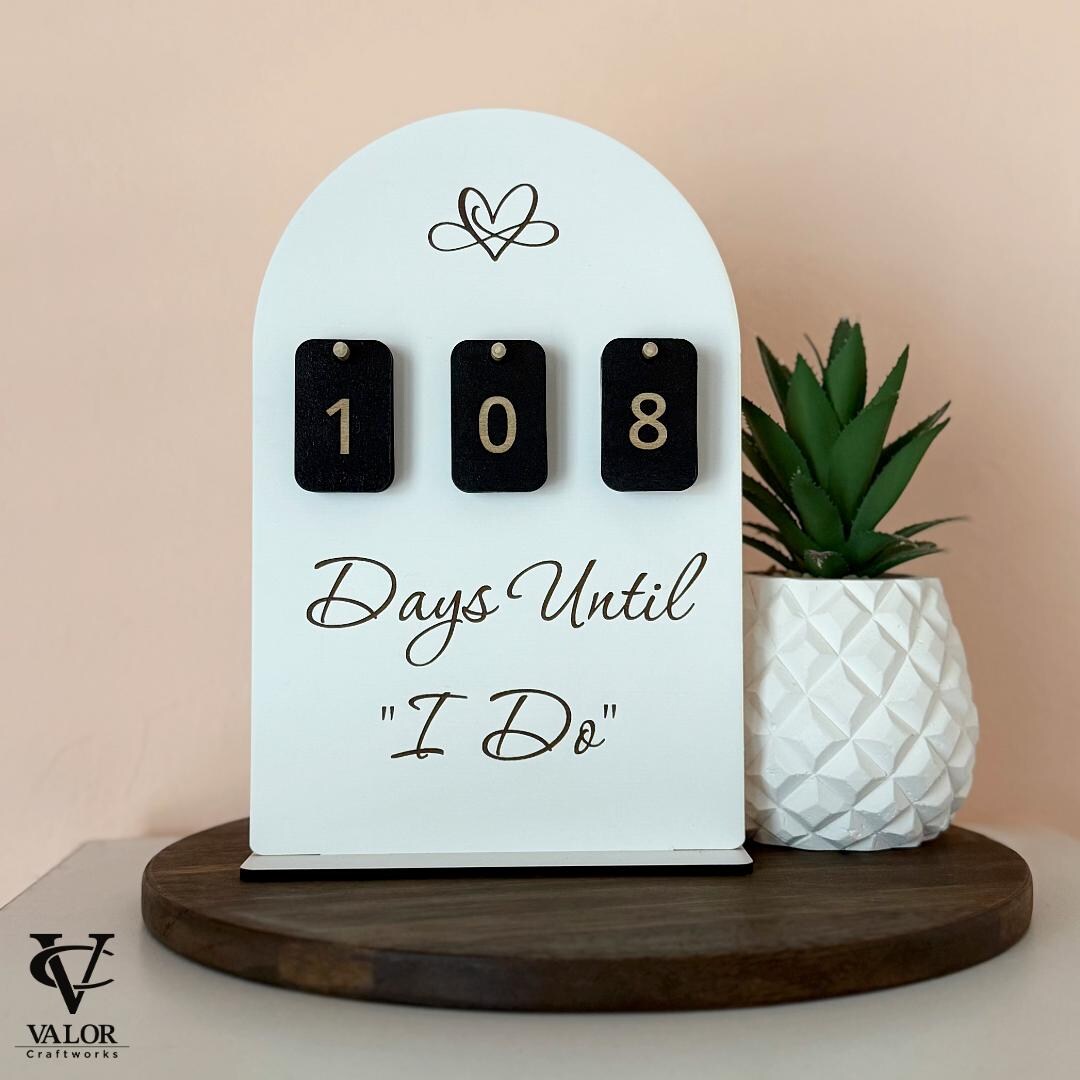 Wedding Countdown Sign Wood Display Days Until Wedding Engagement Gift ...