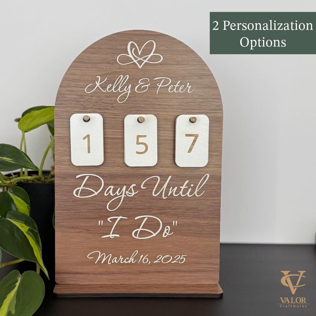 Personalized Wedding Date Countdown Days Until Tracker for Bridal Gift ...