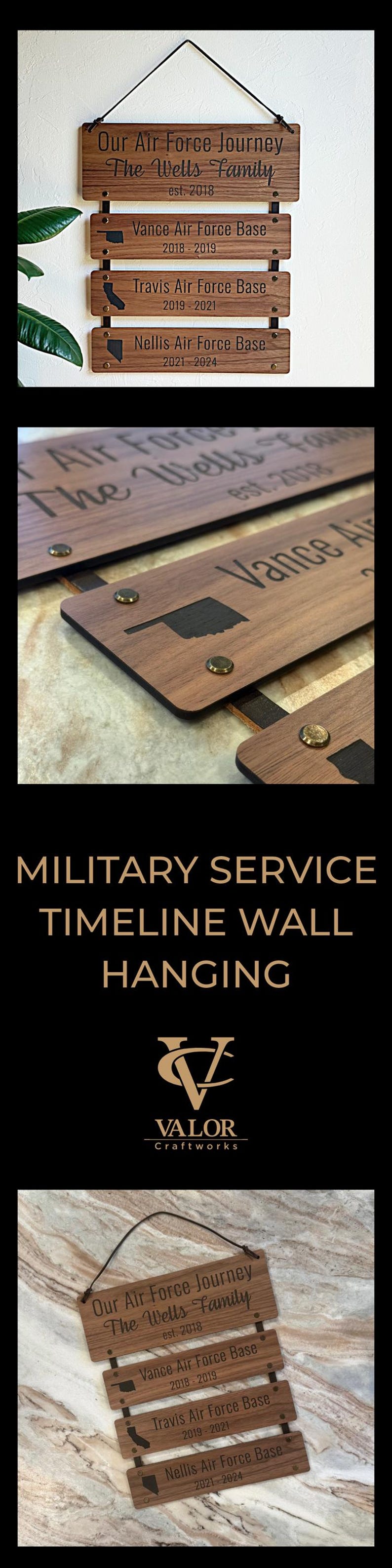 Personalized Walnut Military Duty Station Sign: Laser Engraved Journey ...