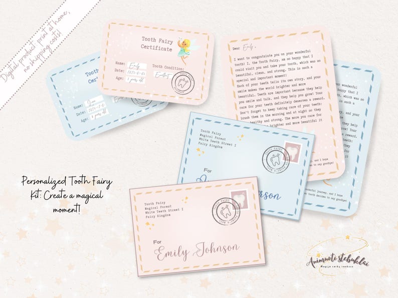 Editable Tooth Fairy Kit, Certificate, Letter (digital Download) - Etsy
