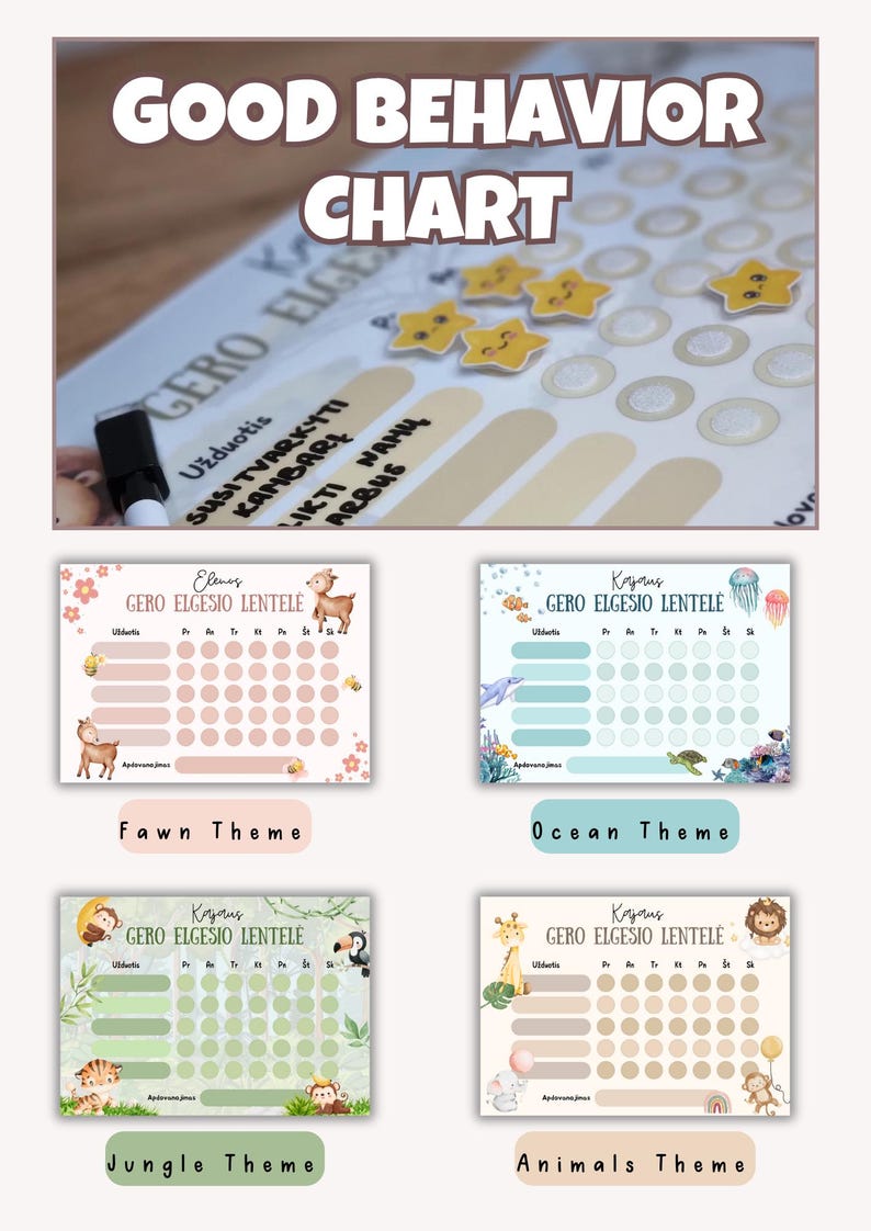 Behavior Chart for Kids - Personalized Laminated A4 Size With Velcro ...