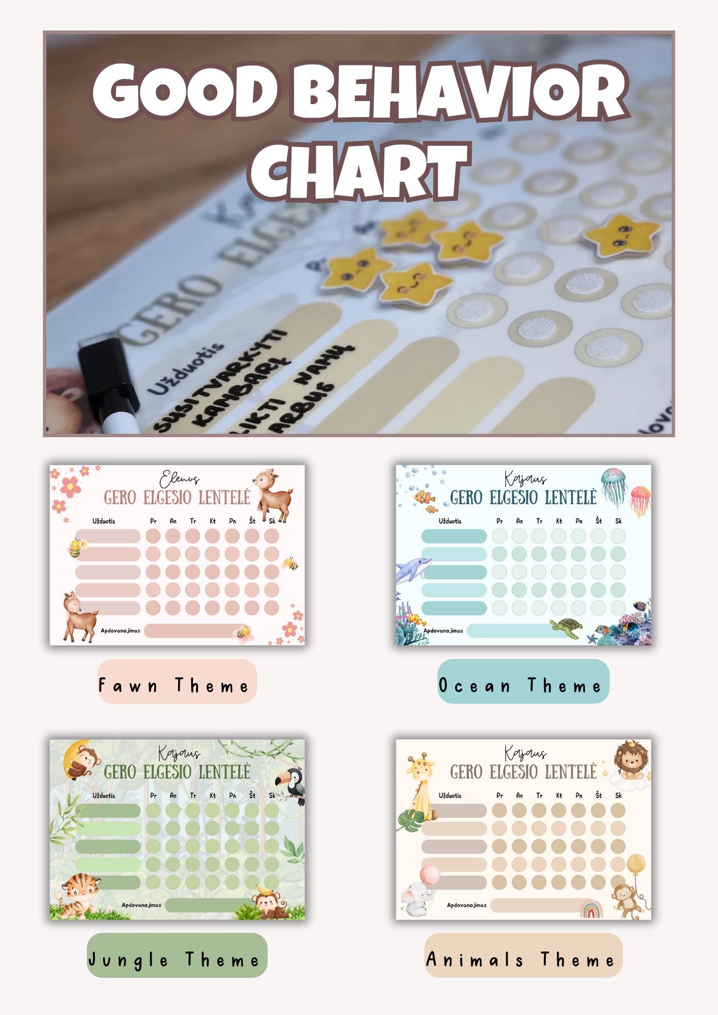 Behavior Chart for Kids - Personalized Laminated A4 Size With Hook and ...