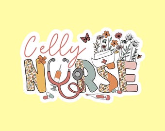 Personalized Name Nurse Sticker, Custom RN Sticker, Waterproof Vinyl ...