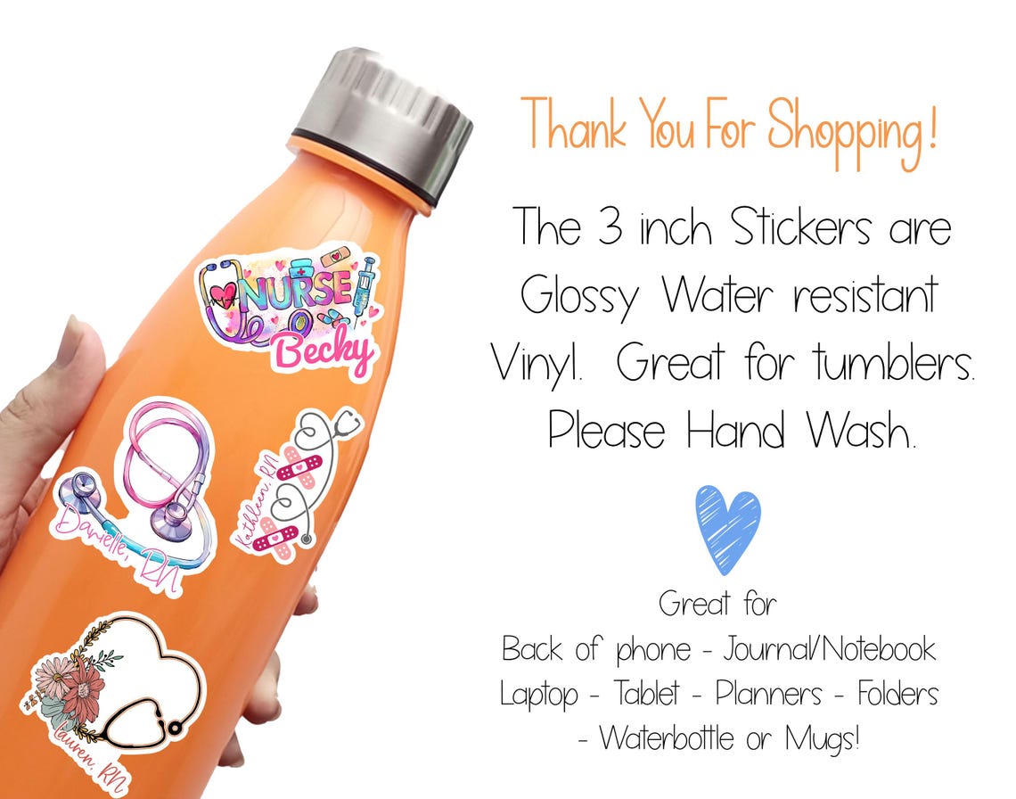 Personalized Name Nurse Sticker, Custom RN Sticker, Waterproof Vinyl ...