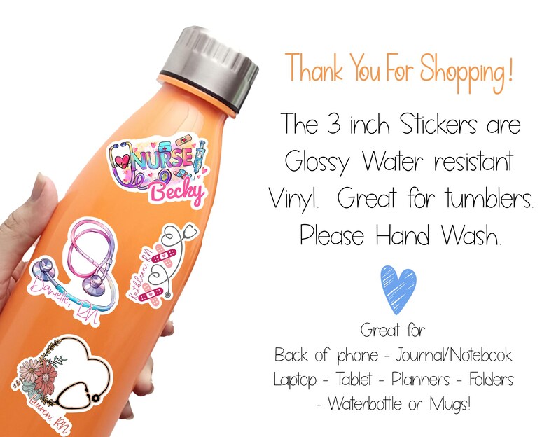 Personalized Name Nurse Sticker, Custom RN Sticker, Waterproof Vinyl ...