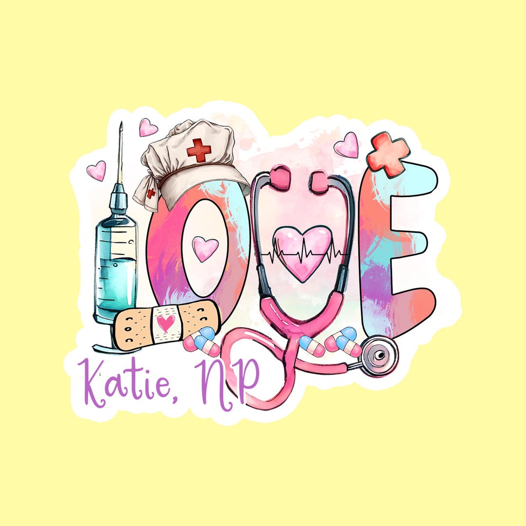 Personalized Name Nurse Sticker, Custom RN Sticker, Waterproof Vinyl ...