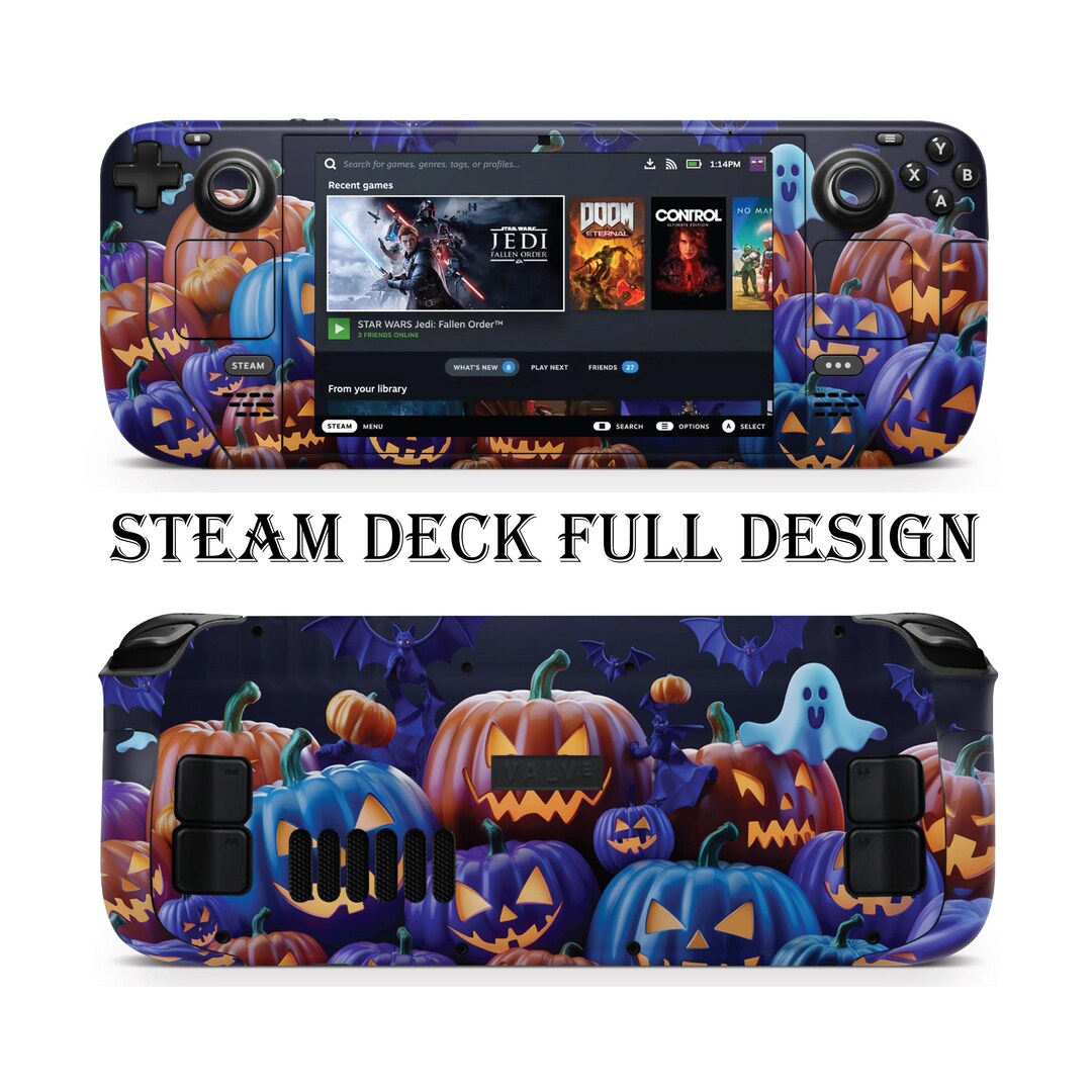 Halloween Steam Deck Skin – Pumpkin, Ghost, and Bat Design | Full ...