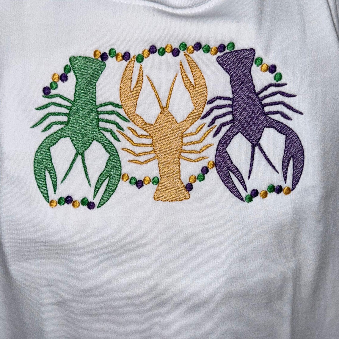 Crawfish Trio With Mardi Gras Beads | Embroidered Design - Etsy