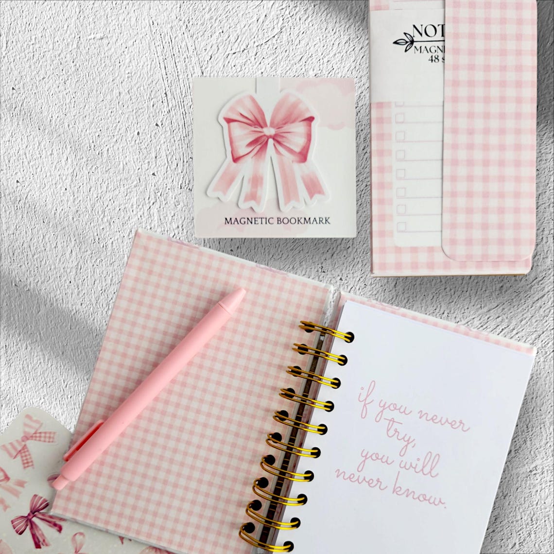 Blushing Bows Collection Gift Bundle Notebooks, Bookmarks, Stickers, and Notepads - Etsy