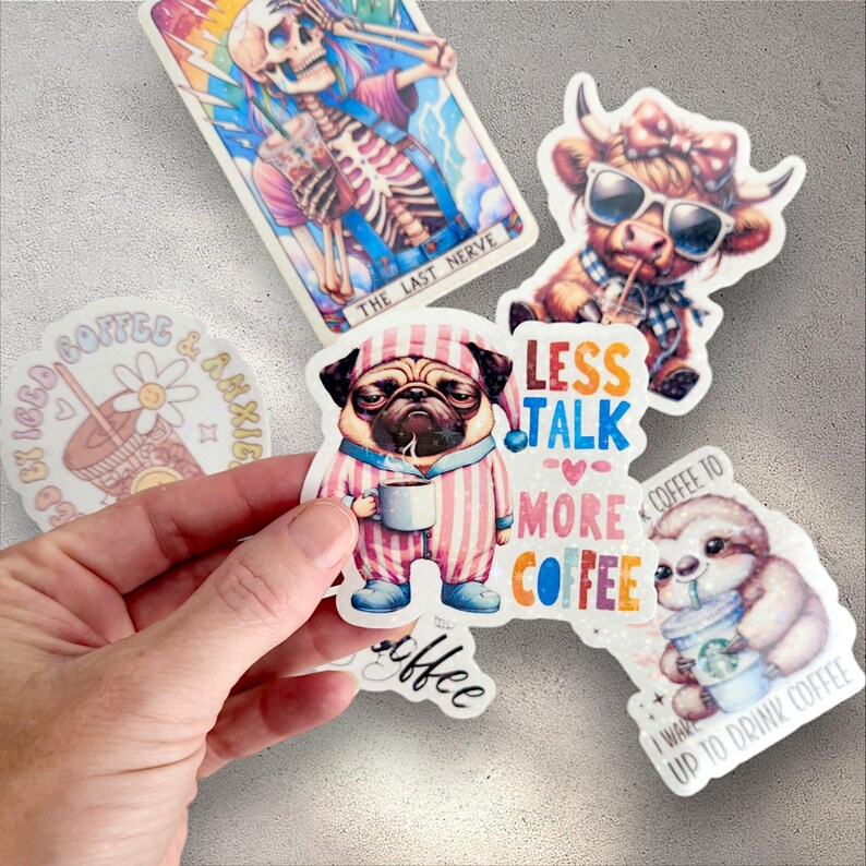 Coffee Lover Sticker Bundle Set of 6 Vinyl Waterproof Stickers Perfect ...