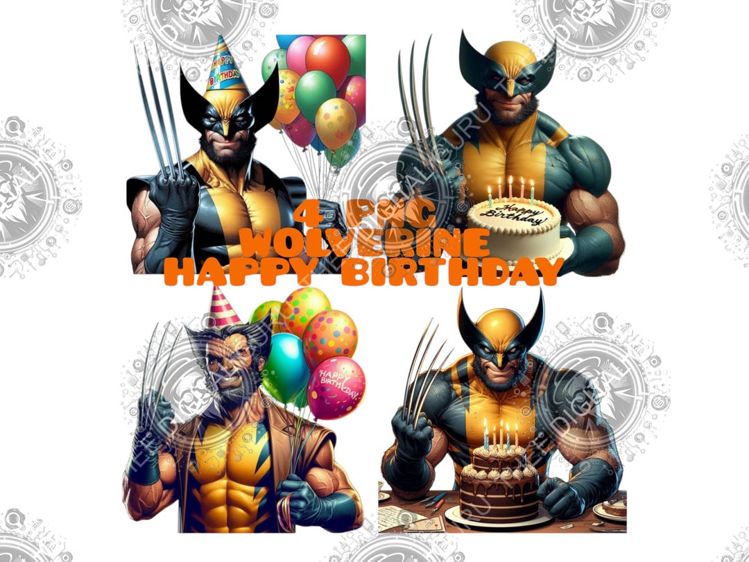 4 PNG Wolverine Happy Birthday Clipart High-quality 300 DPI Printable ...