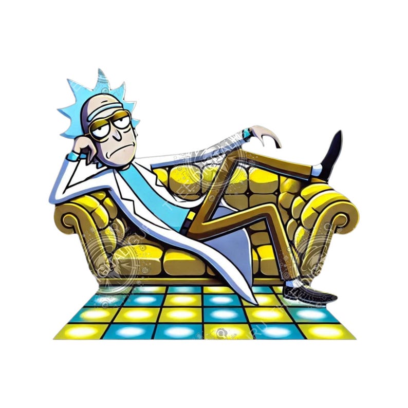 Rick and Morty Quirky Beach Vacation Sticker Relaxing Scientist and ...