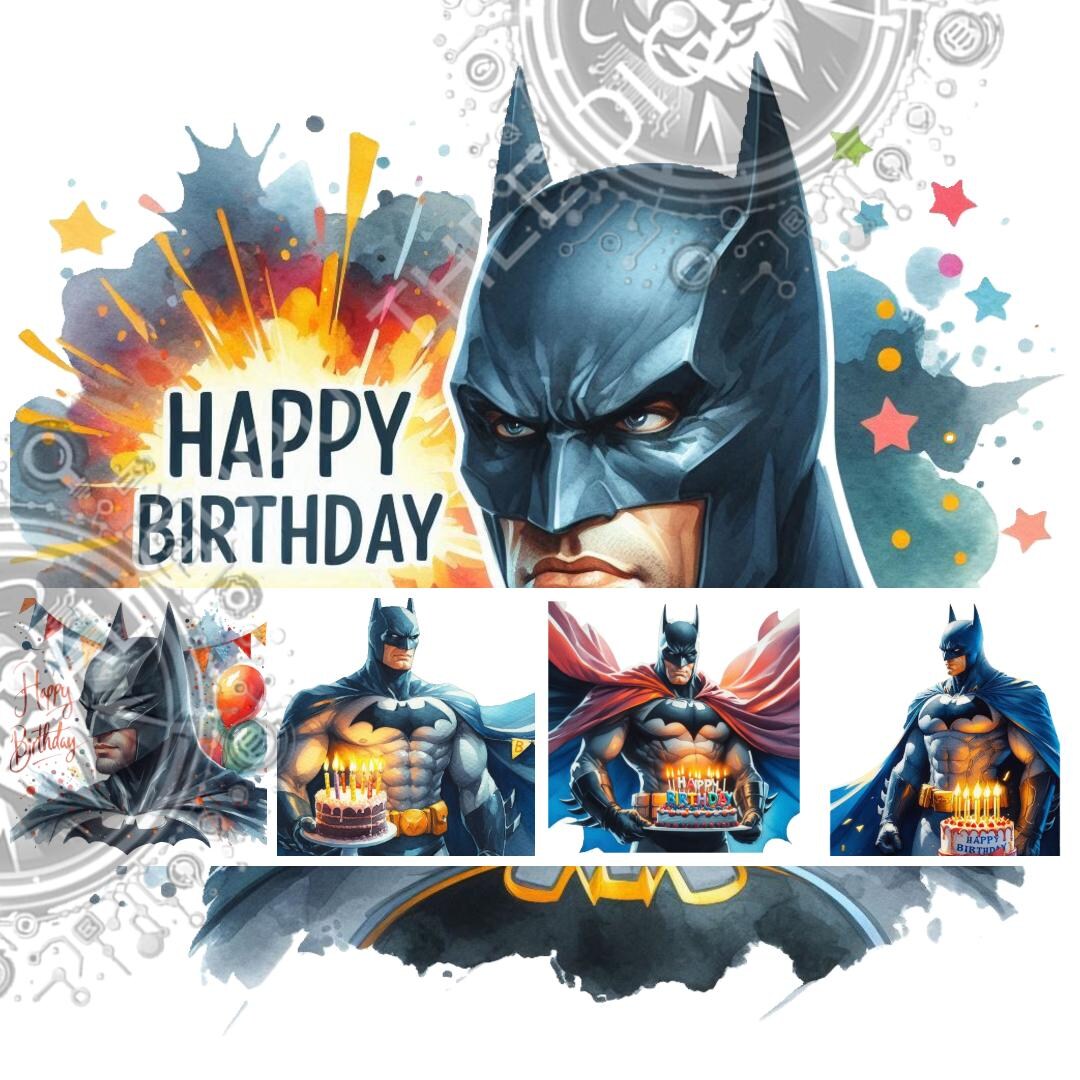 Batman Birthday PNG Bundle 5 Digital Clipart Images Superhero Party ...
