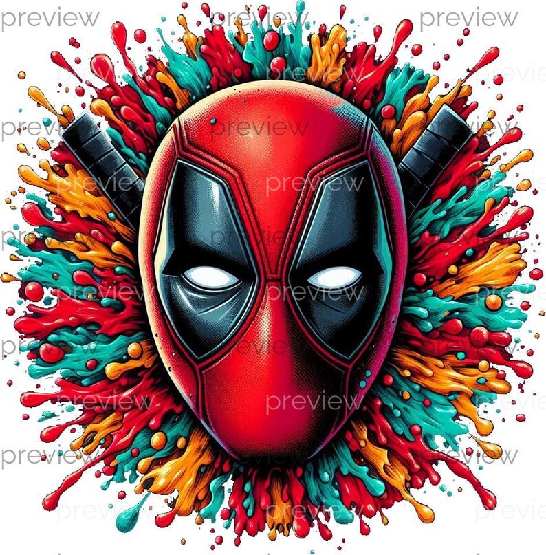 Deadpool PNG Bold and Edgy Mask Art Vibrant Digital Illustration With ...