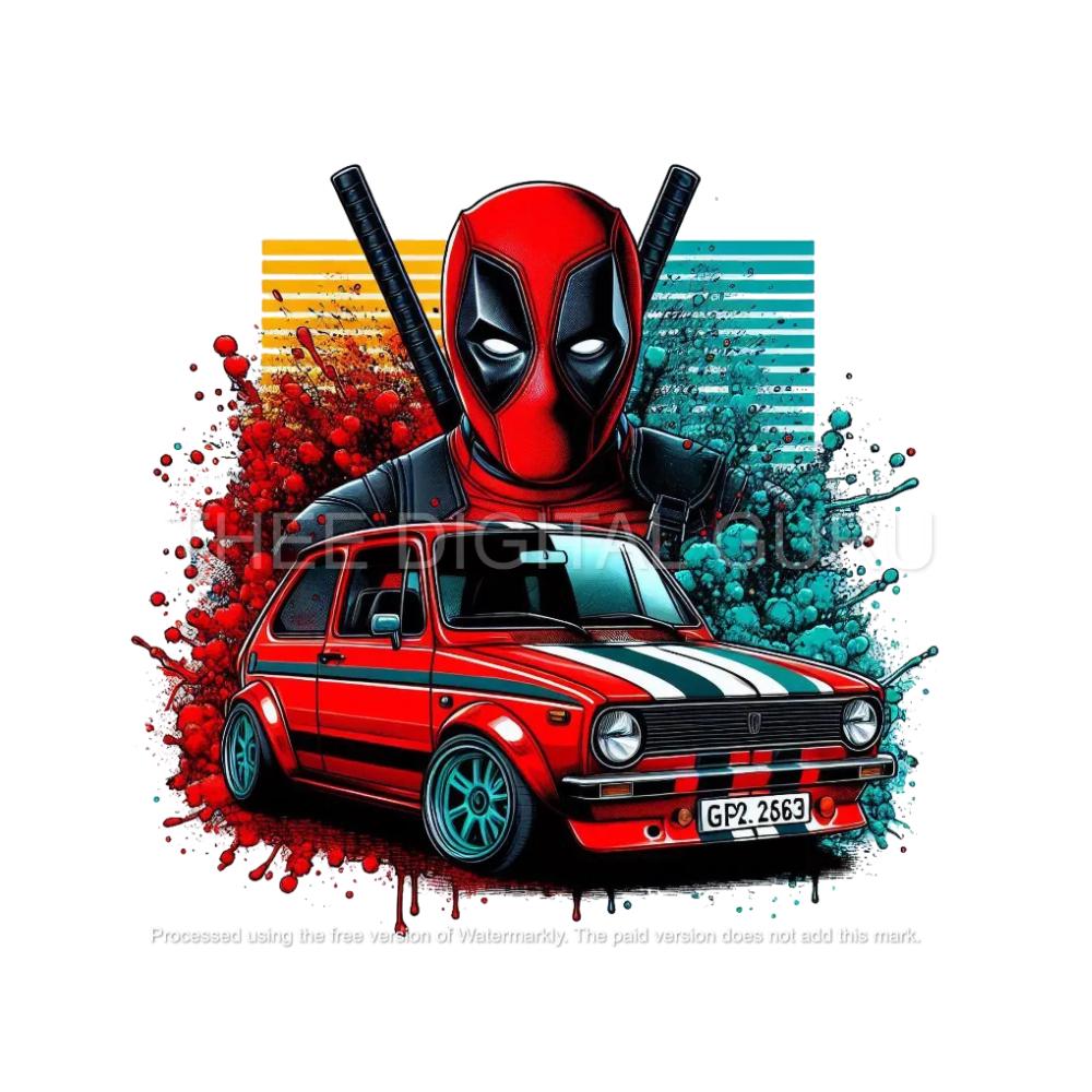 Deadpool X Classic Car Digital Art Set of 3 High-quality 300 DPI ...