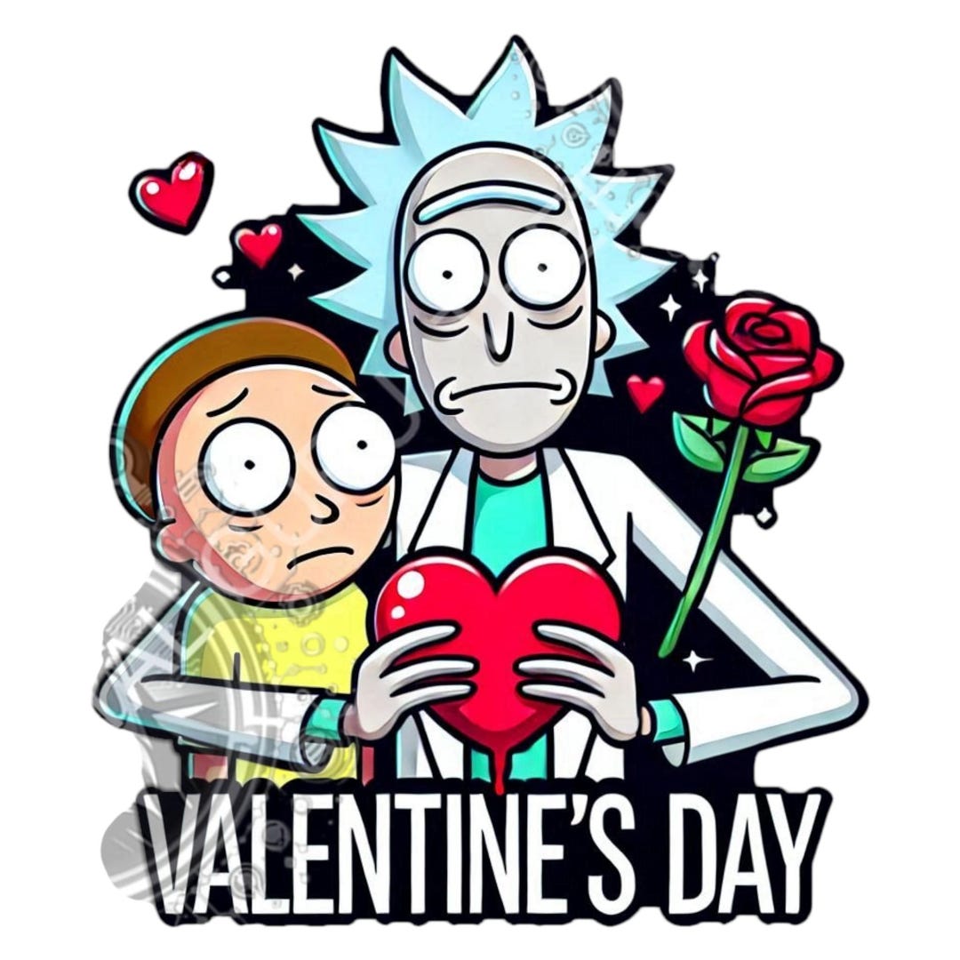 Rick and Morty Funny Valentine's Day Sticker Quirky Scientist and ...