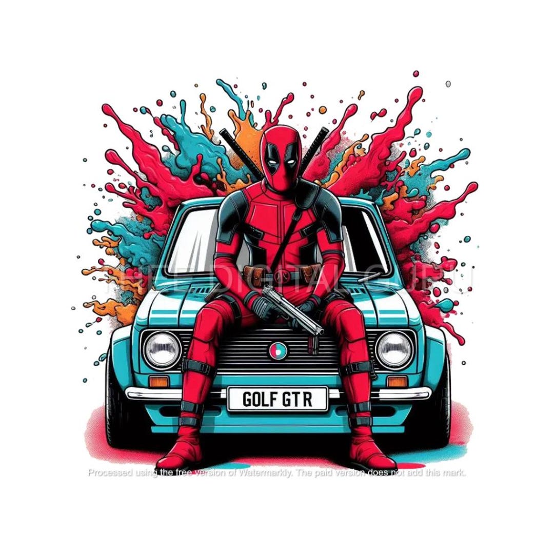 Deadpool X Classic Car Digital Art Set of 3 High-quality 300 DPI ...