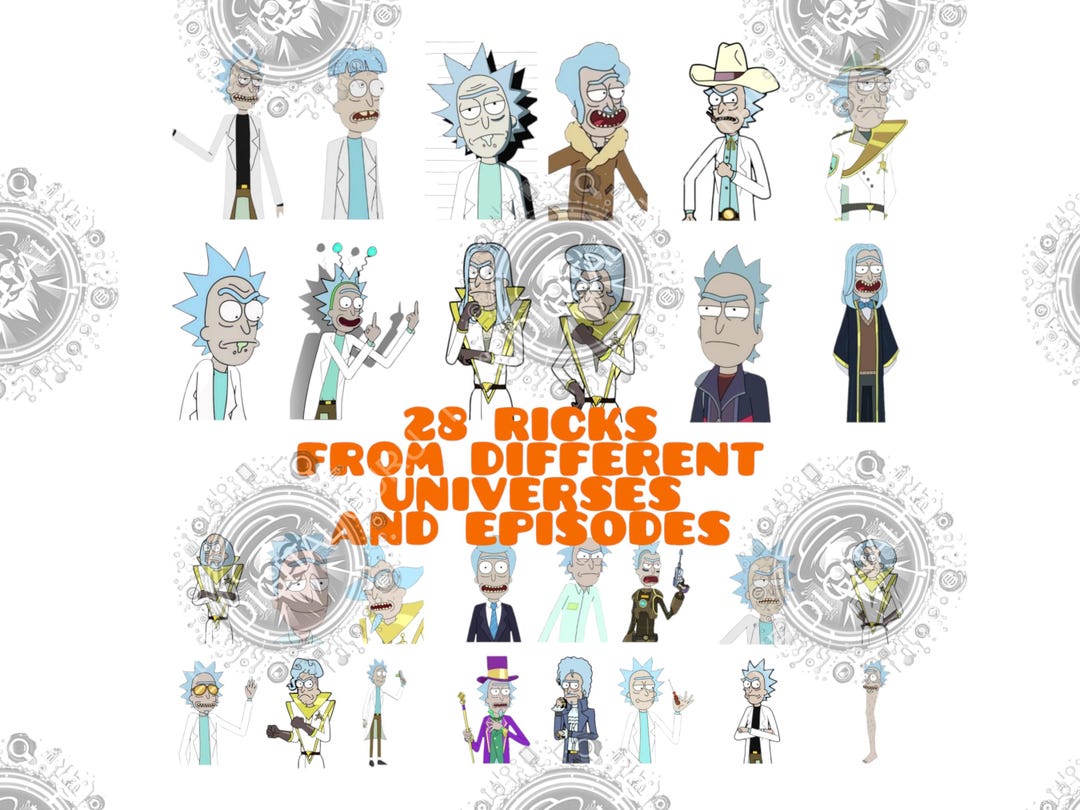 Rick and Morty. 28 Unique Ricks PNG Bundle High-quality 300 DPI Images ...