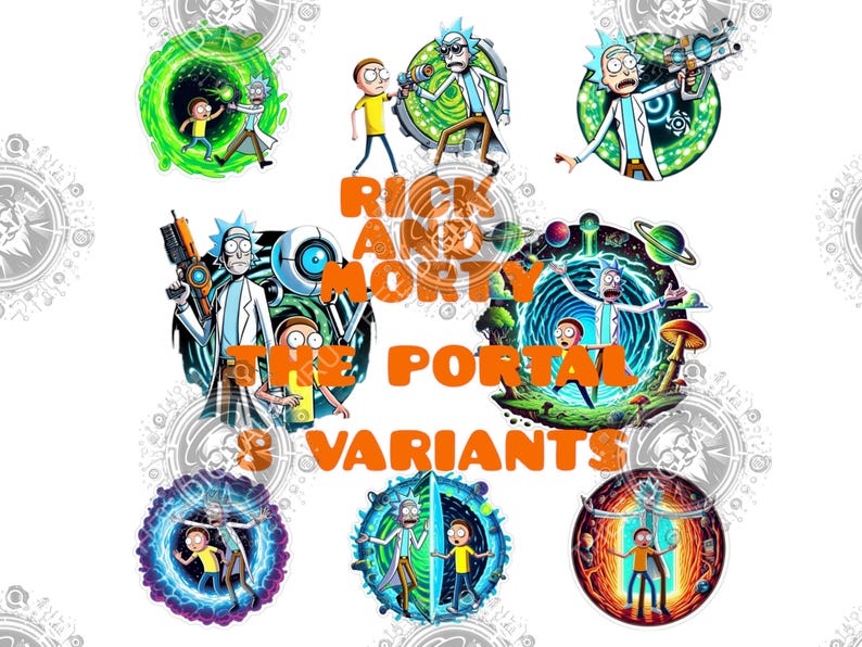 Rick and Morty. 8 Portal Adventure PNG Bundle High-quality 300 DPI ...
